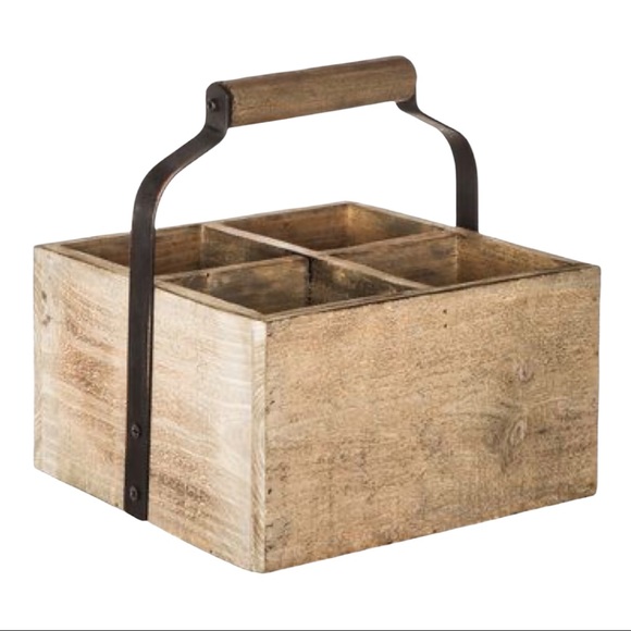 Accents | Rustic Modern Farmhouse Wood Basket Iron Handle Brand New ...